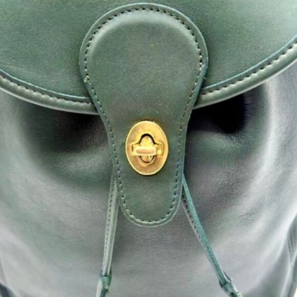 Coach | Bags | Vintage Coach Green Leather Weekend Backpack Rucksack ...